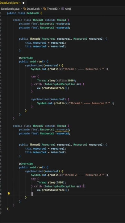 deadlock in java #coding #javathread #webdevelopment #interviewskill #deadlock - YouTube
