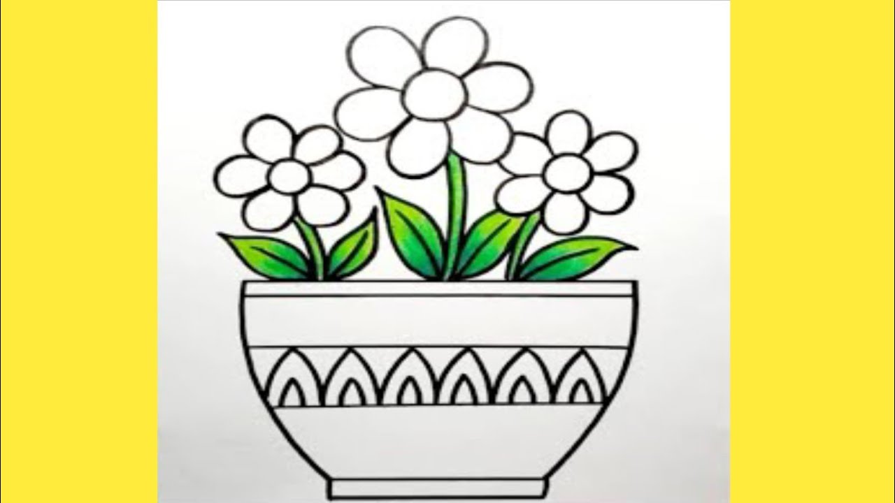 how to draw a flower basket drawing for beginners original drawing step ...