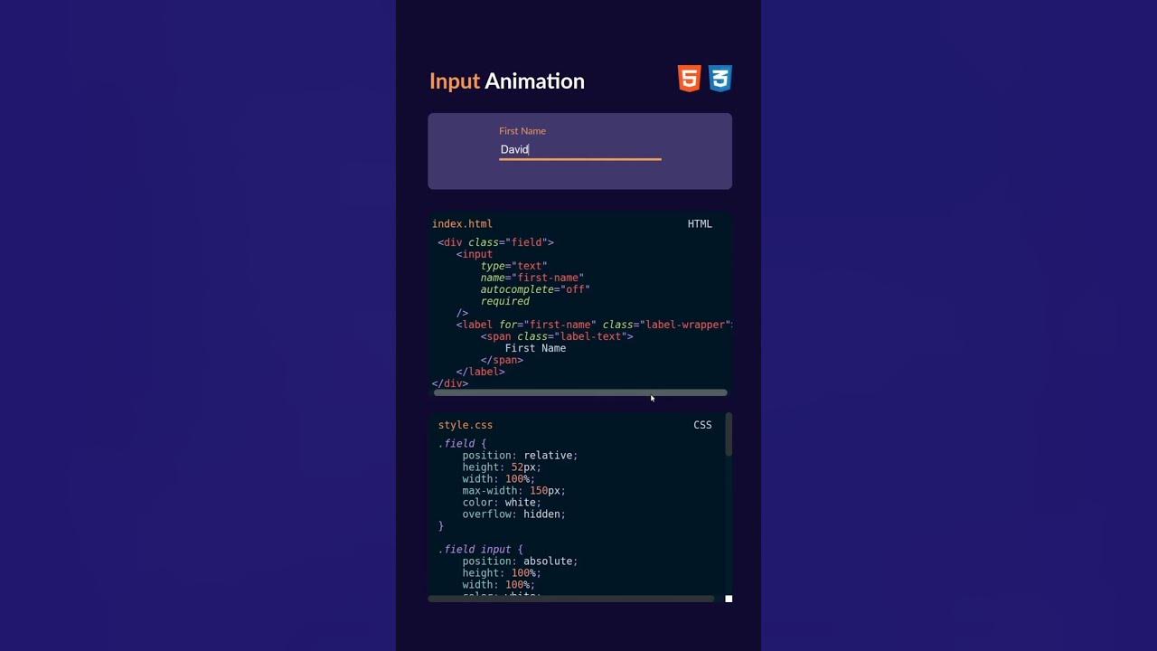 input animation tutorial | html tutorial #html #css #javascript - YouTube