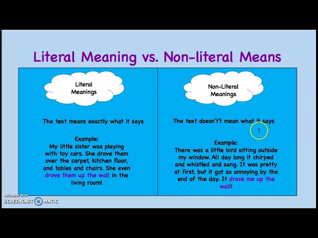 Literal Language Examples For Kids