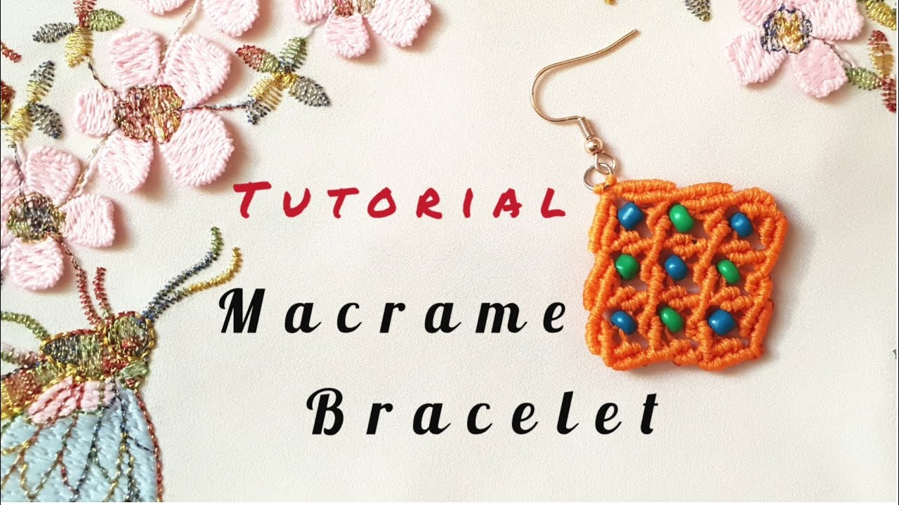 Diy Macrame earrings / How to make a diamond Earrings with beads /macrame Tutorial - YouTube