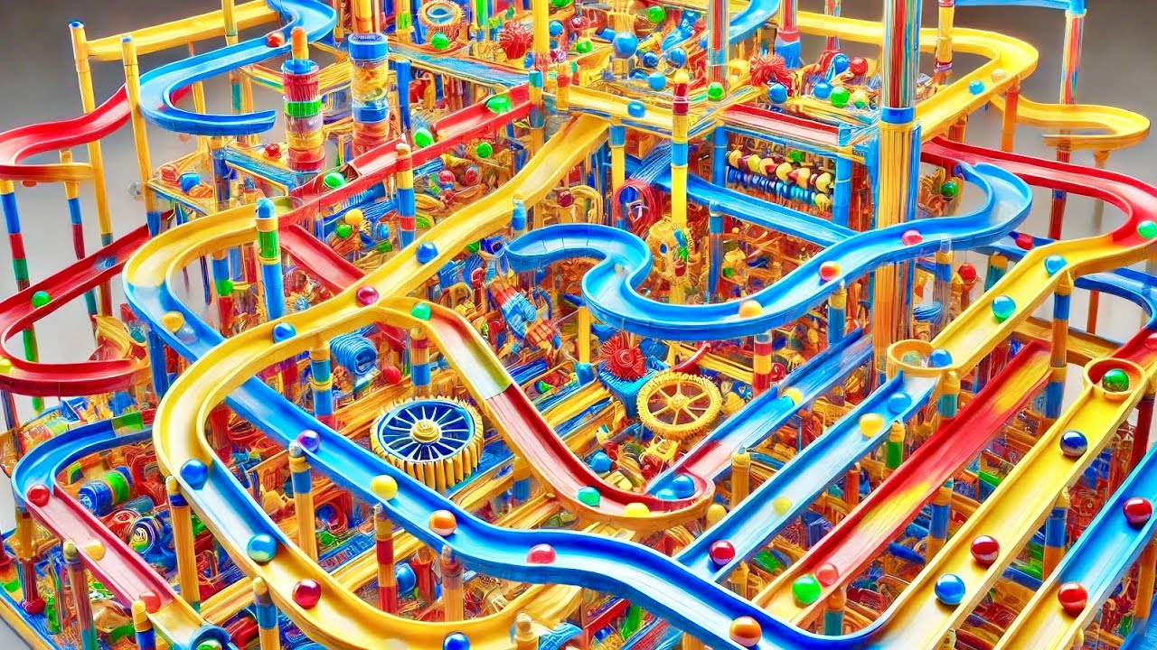 Marble Run Colorful Block Labyrinth Race ASMR Rollercoaster - YouTube