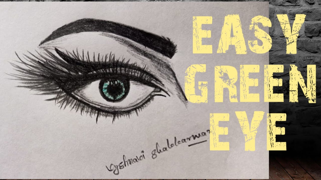 Easy way to draw green eyes/ how to draw eyes step by step - YouTube