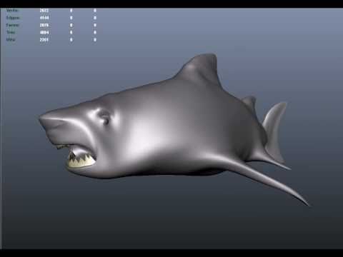 UDK Ogre Shark, Texture Off Maya Viewport render, Swim and Bite Loop ...