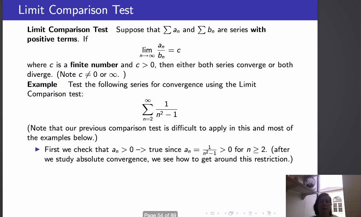 Calculus II, Lecture 22, V7 Limit Comparison Test - YouTube