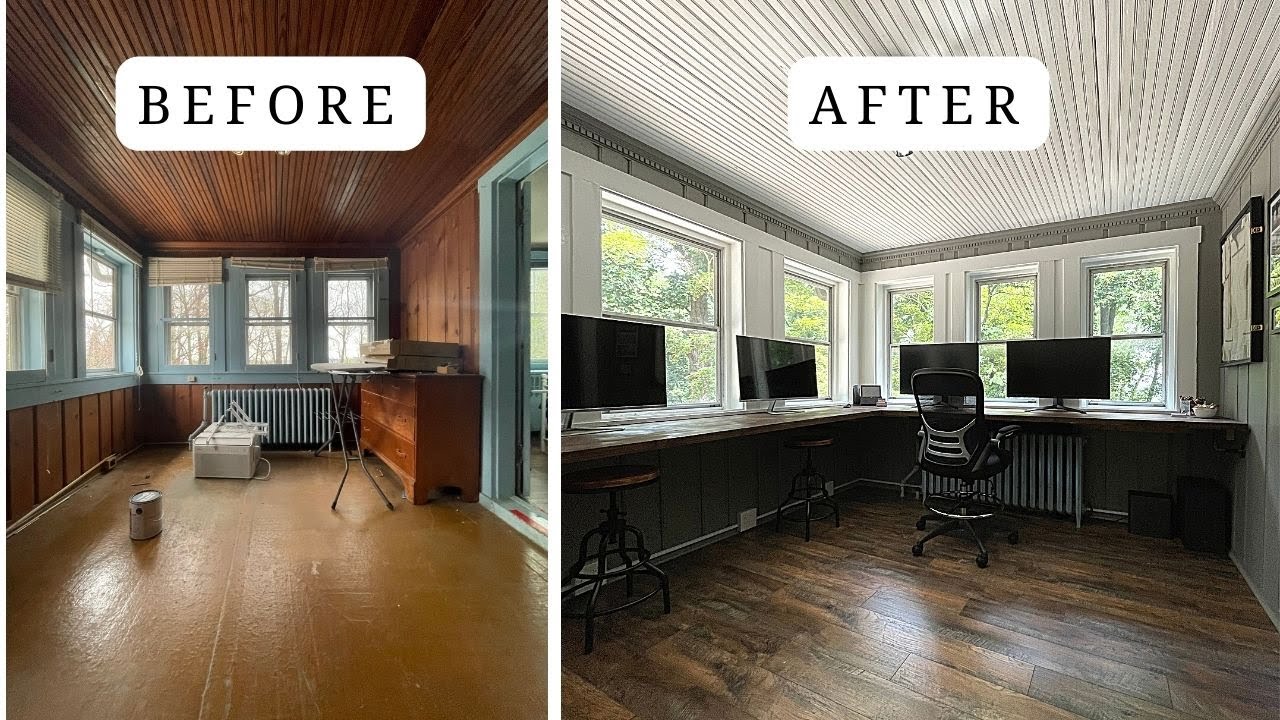 Massive Office Makeover w/ Industrial Touches - YouTube