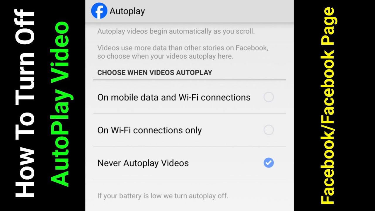 How to Turn off Autoplay Video on Facebook/Facebook Page - YouTube