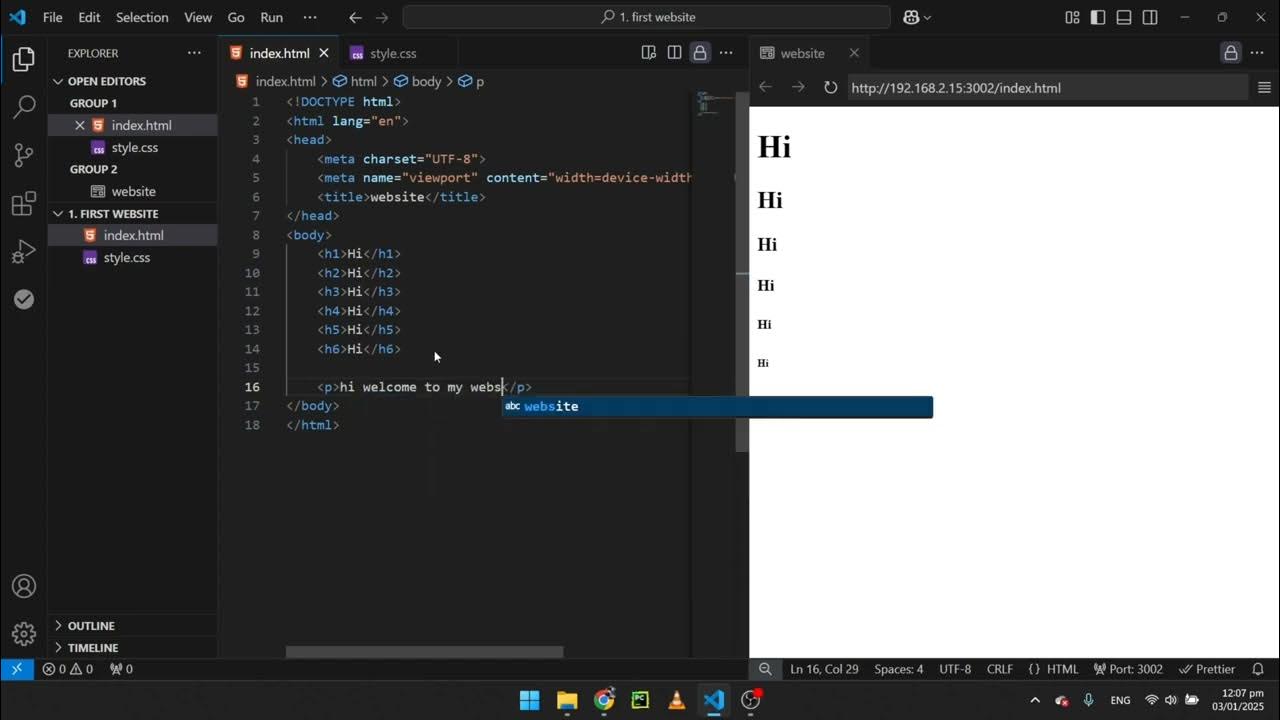 Creating a very basic html website #html #html5 #css #css3 #webdevelopment - YouTube