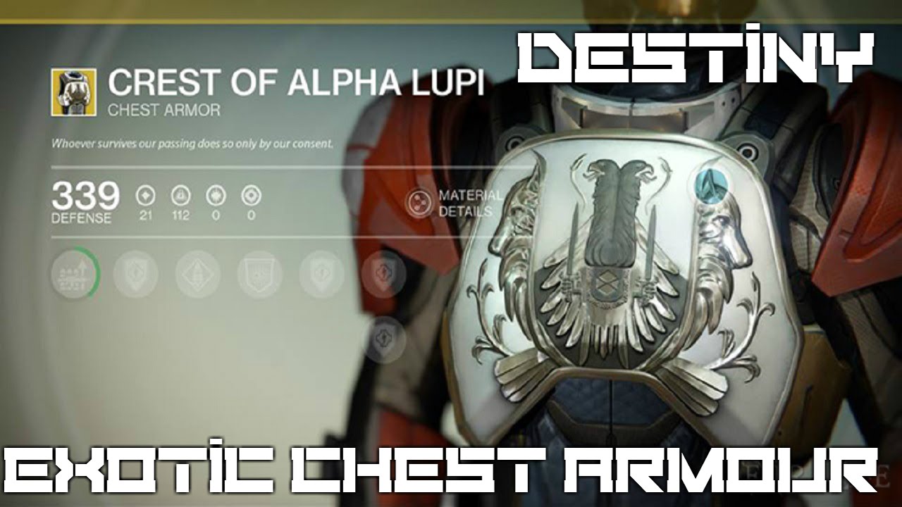 Destiny "Crest Of Alpha Lupi" Titan Exotic Chest Armour (Agent Of The ...