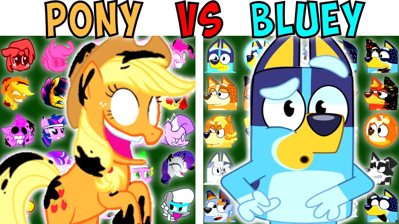 ALL PONY VS BLUEY TEST | FNF Character Test | Gameplay VS Playground ...