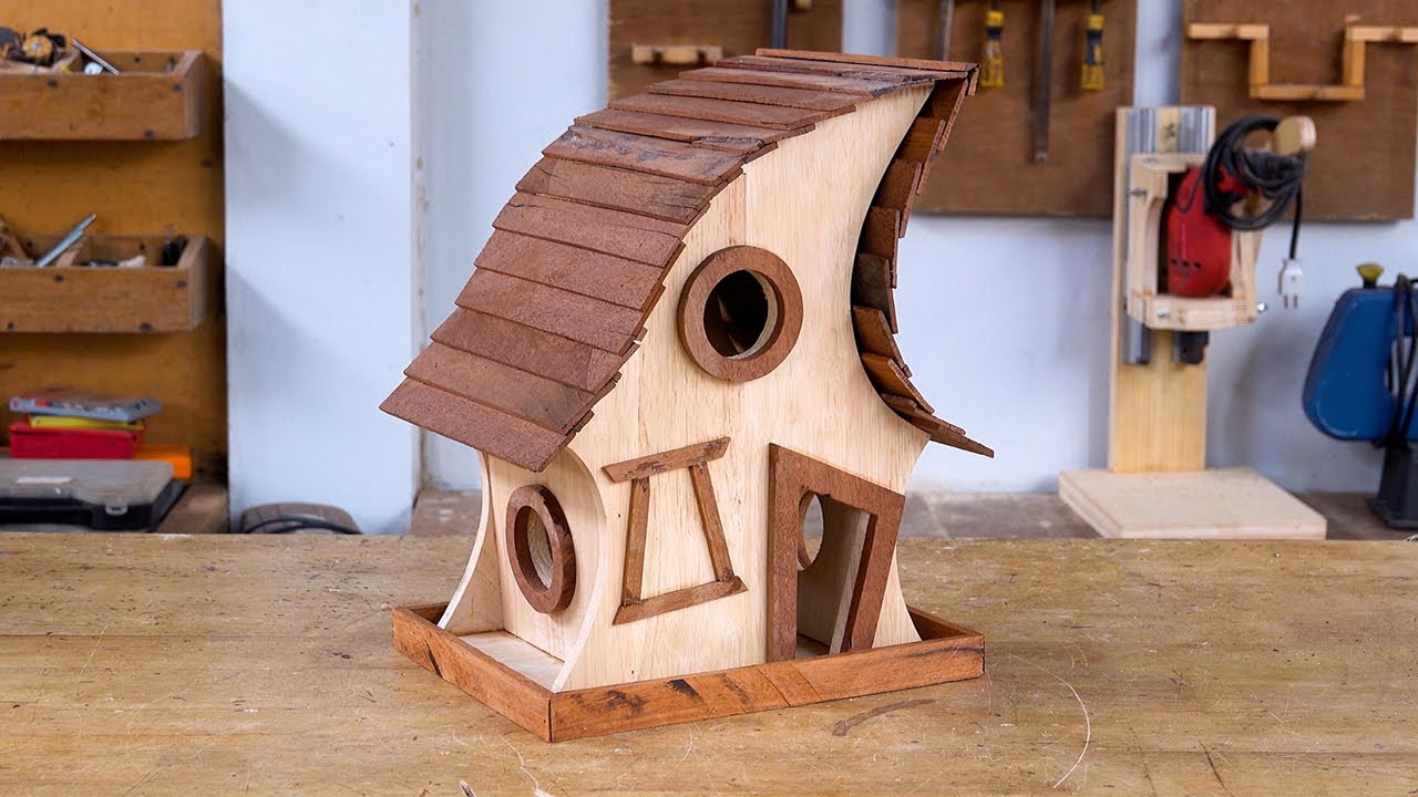 Make a wooden temple bird feeder - YouTube