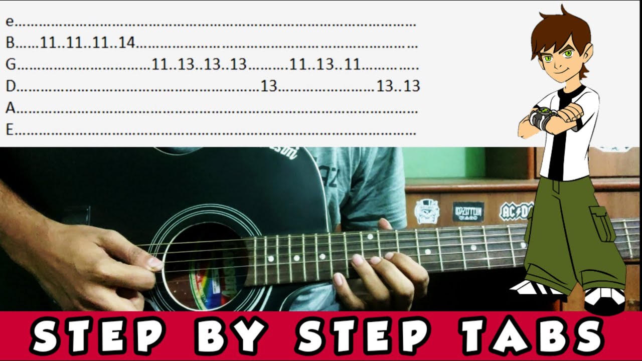 Ben 10 Theme Song | Tabs + Tutorial | Acoustic Guitar Cover - YouTube