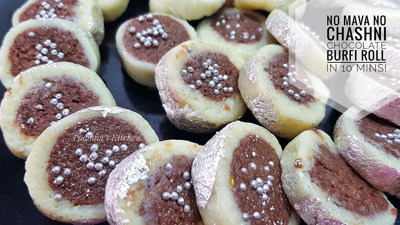 Make No Mava No Chashni Chocolate Barfi Roll in only 10 mins - Indian ...