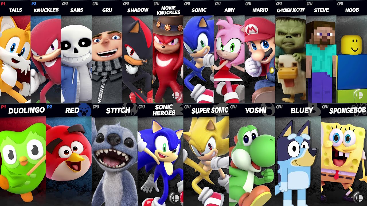 Sonic vs Mario vs Yoshi vs Stitch vs Duolingo vs Angry Birds | Super ...