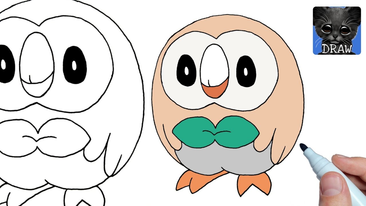 How to Draw Rowlet from Pokemon Legends: Arceus - YouTube