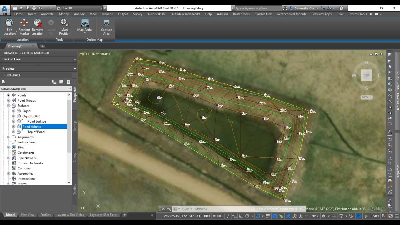 Analyzing an Existing Pond in AutoCAD - YouTube