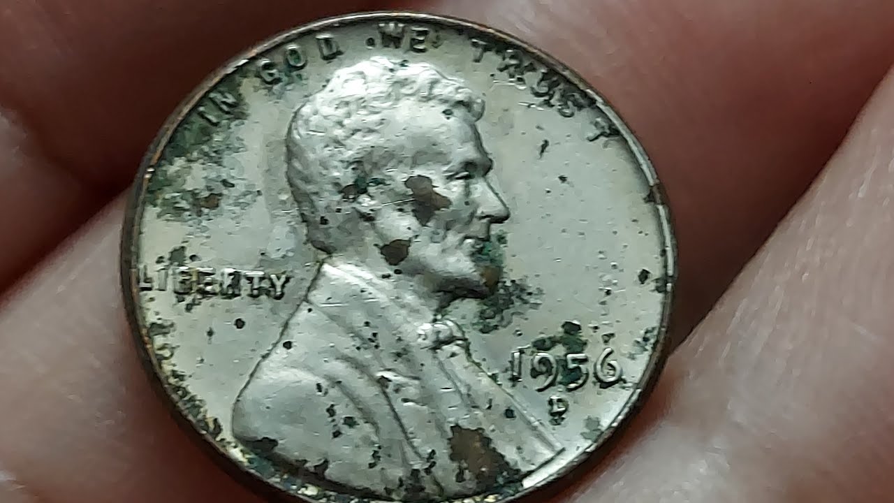 1956 D 🇺🇸 ONE CENT WHEAT PENNY COIN HAS SILVER TONED COATING PRES ...