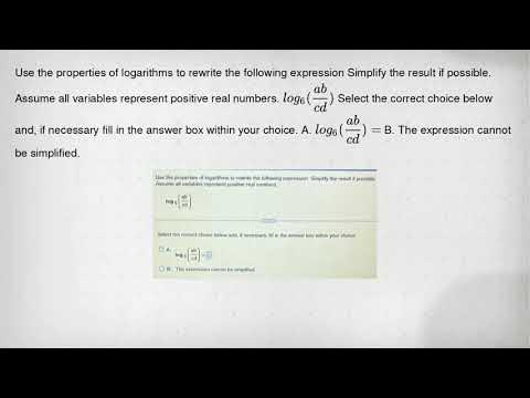 Use the properties of logarithms to rewrite the following expression ...