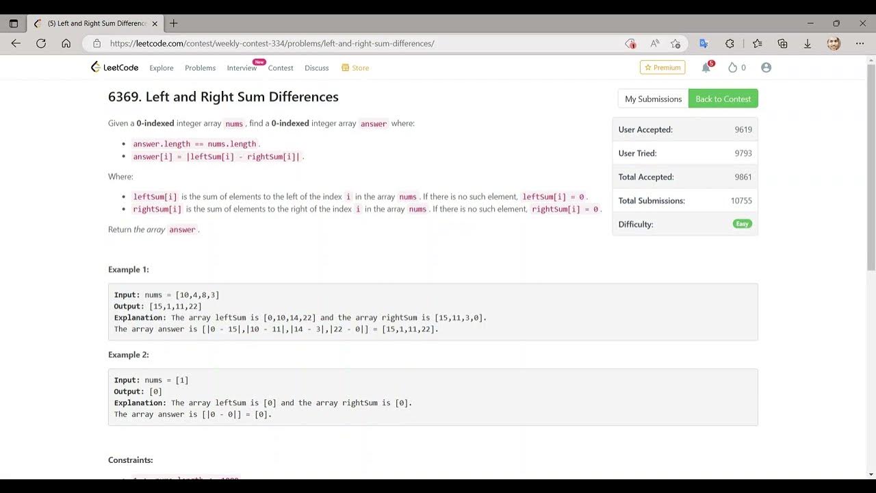 Left And Right Sum Differences Youtube