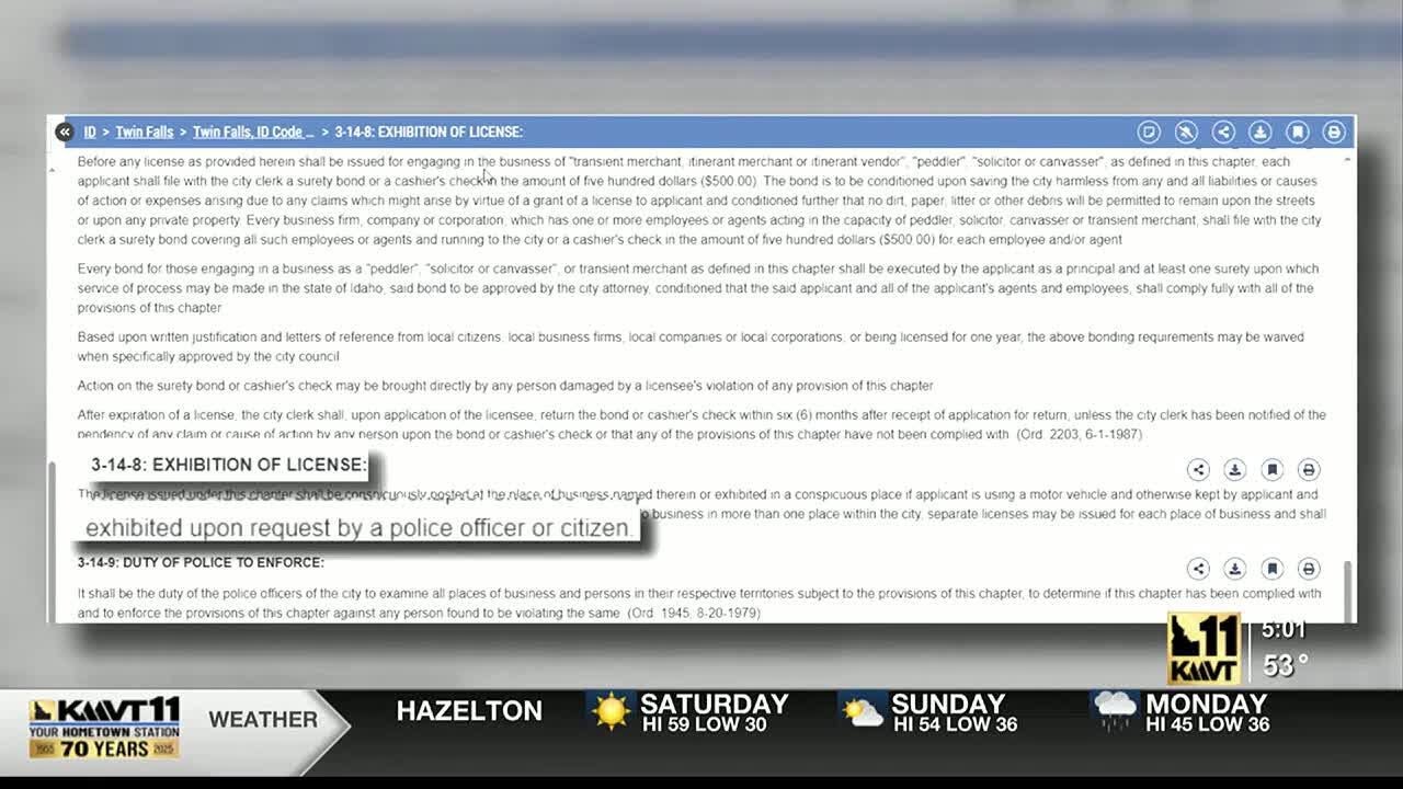Transient Vendors in City of Twin Falls must carry a city license - YouTube