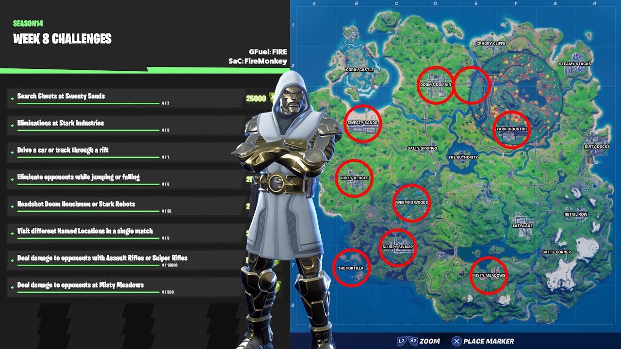 ALL *LEAKED* WEEK 8 CHALLENGES! Drive a car or truck through a rift ...