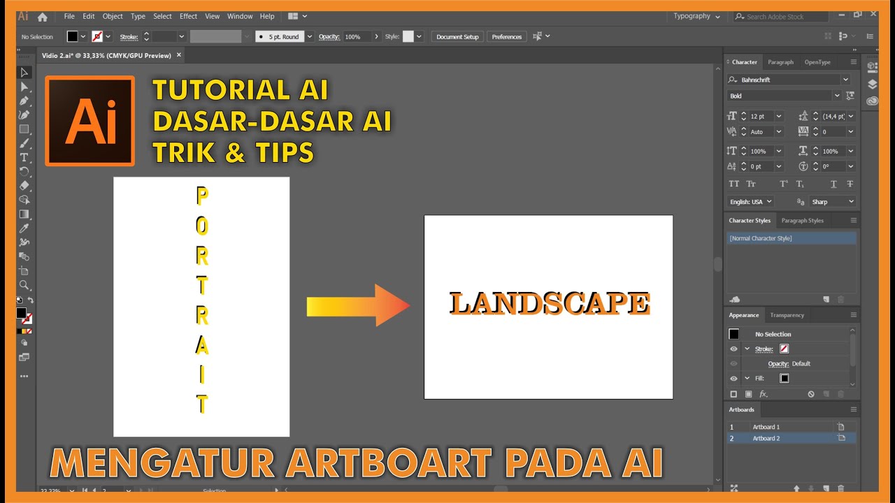 Artboard | Landscape Potrait Adobe illustrator | Cara mengatur page pada Ai | Mengatur Size page ...