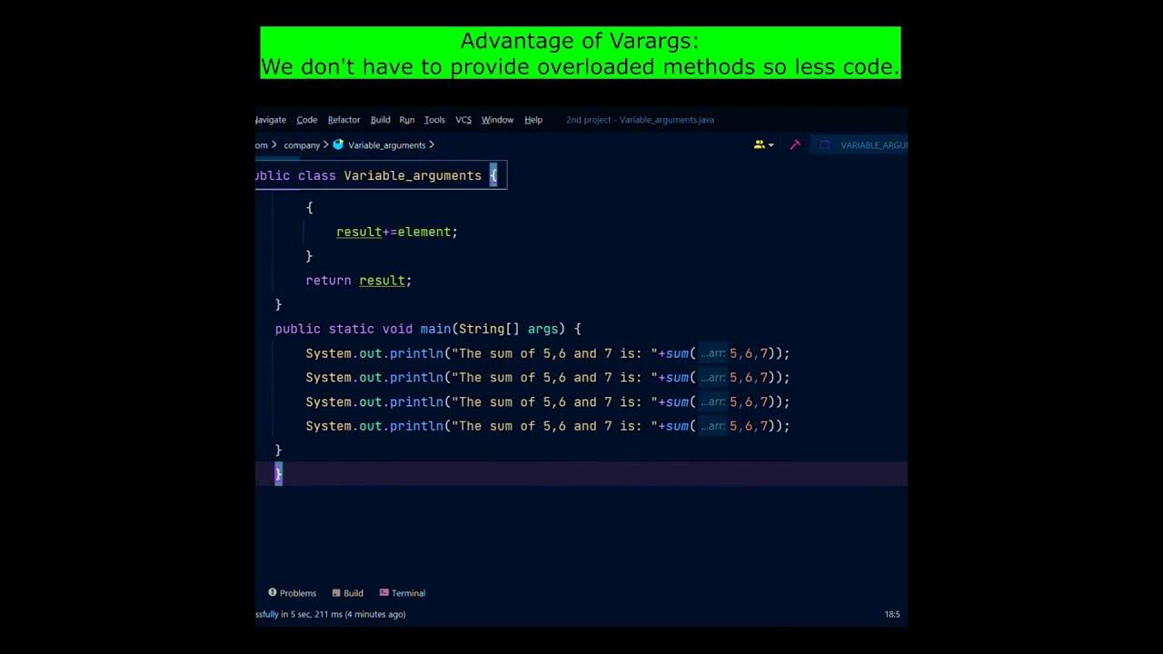 Variable Argument In Java Varargs Shorts Programming Java Youtube