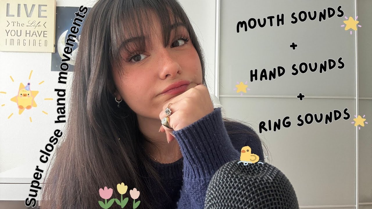 ASMR🐤 Lots of Mouth Sounds + Super close Hand Movements + Ring Sounds ...