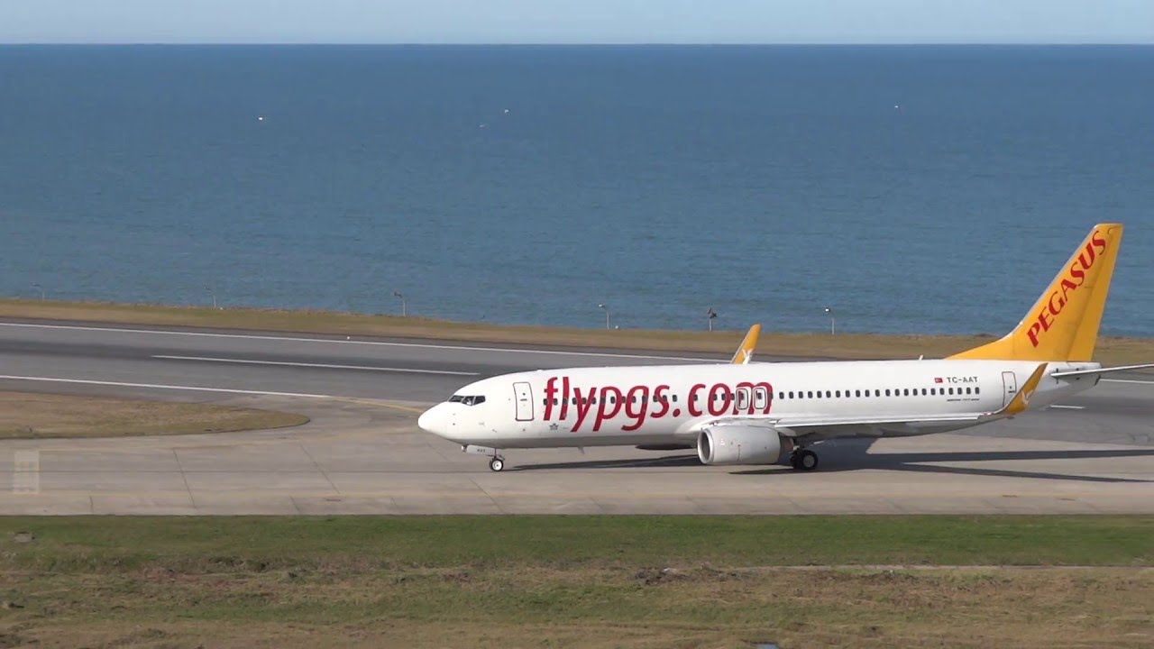 PEGASUS Airlines b737-82R(WL) TC-AAT Landing TZX-LTCG - YouTube