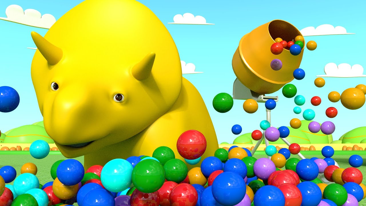 Learn Colors: Dino Plays with a CONCRETE MIXER to Learn with Dino the ...