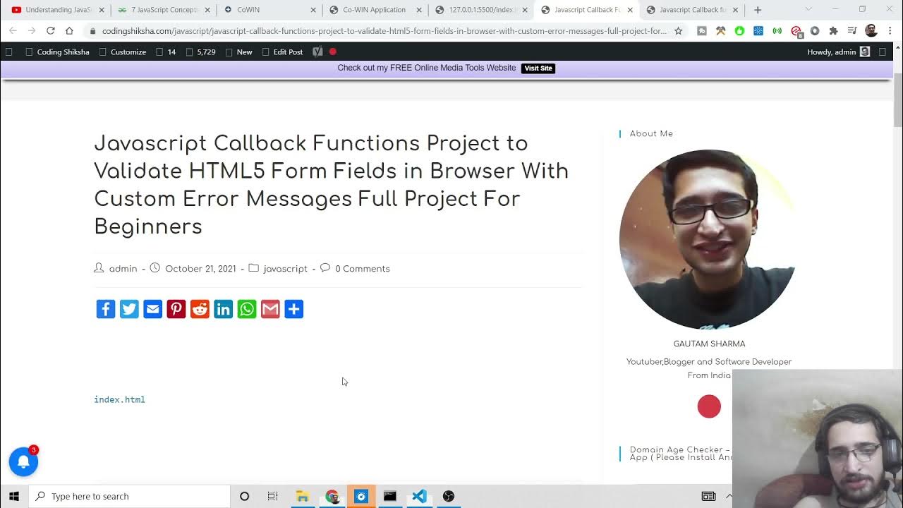 Javascript Callback Functions Project to Validate HTML5 Form Fields in Browser With Error ...