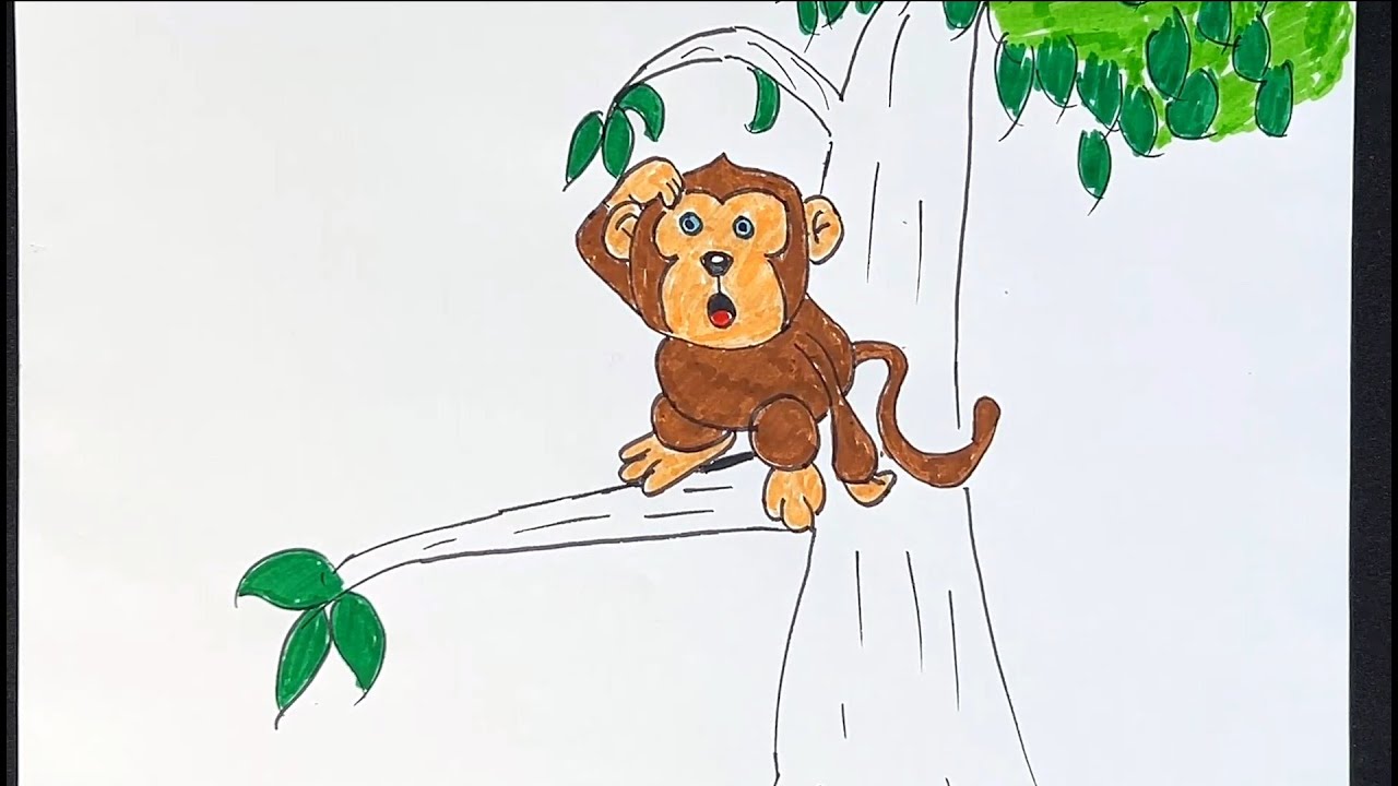 How to draw Monkey | learn to draw | Monkey drawing | Cute monkey on the tree | - YouTube