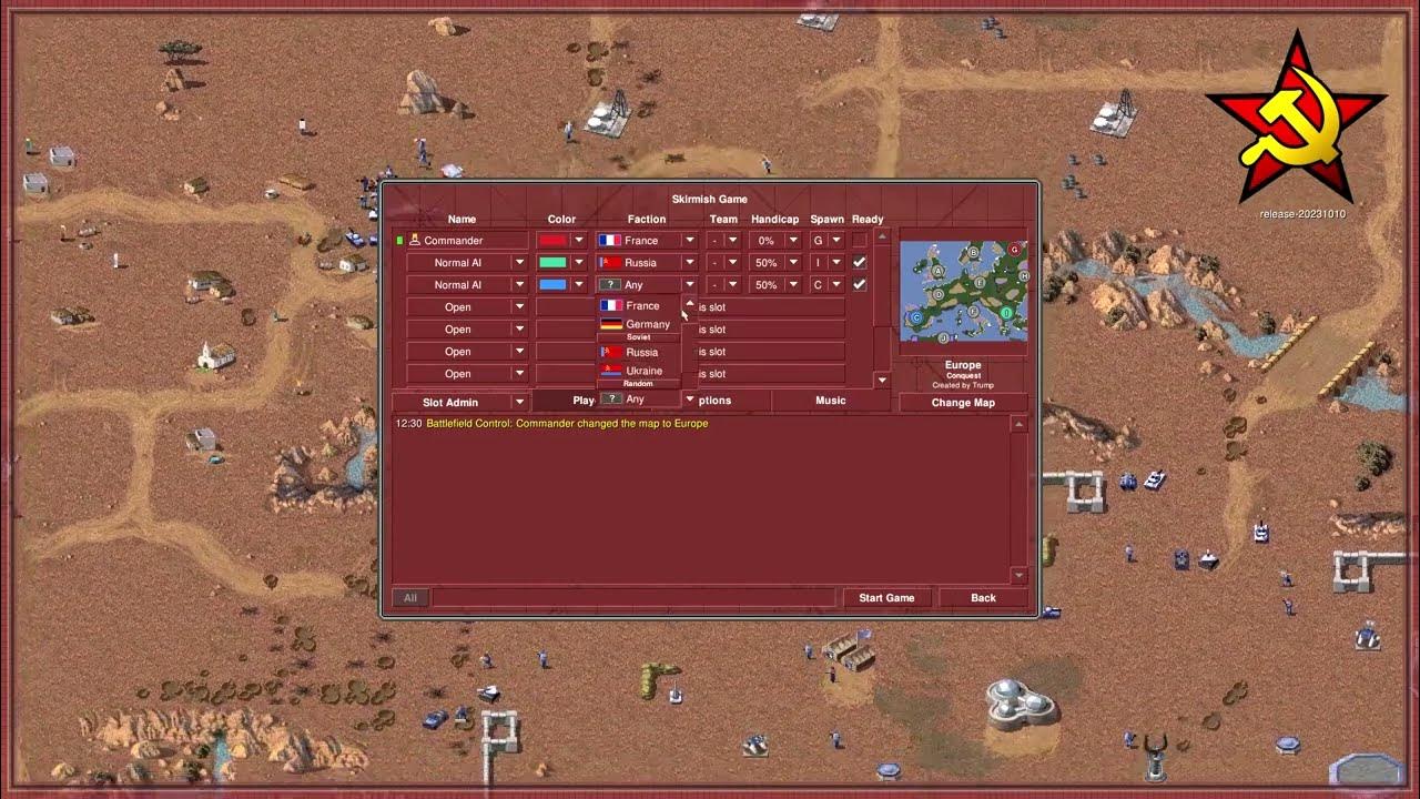 OpenRA Red Alert C&C skirmish vs 2 AI opponents - YouTube