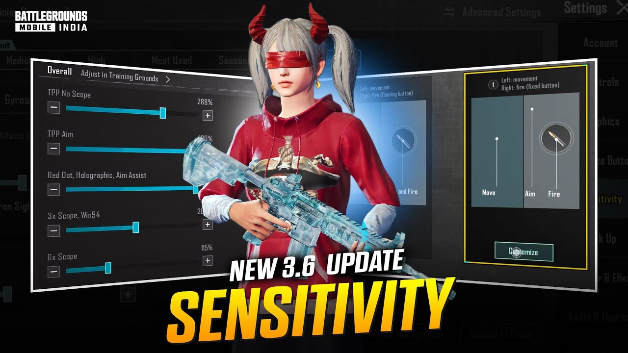 NEW UPDATE 3.6 BEST SENSITIVITY CODE + CONTROL SETTINGS BGMI | PUBG ...
