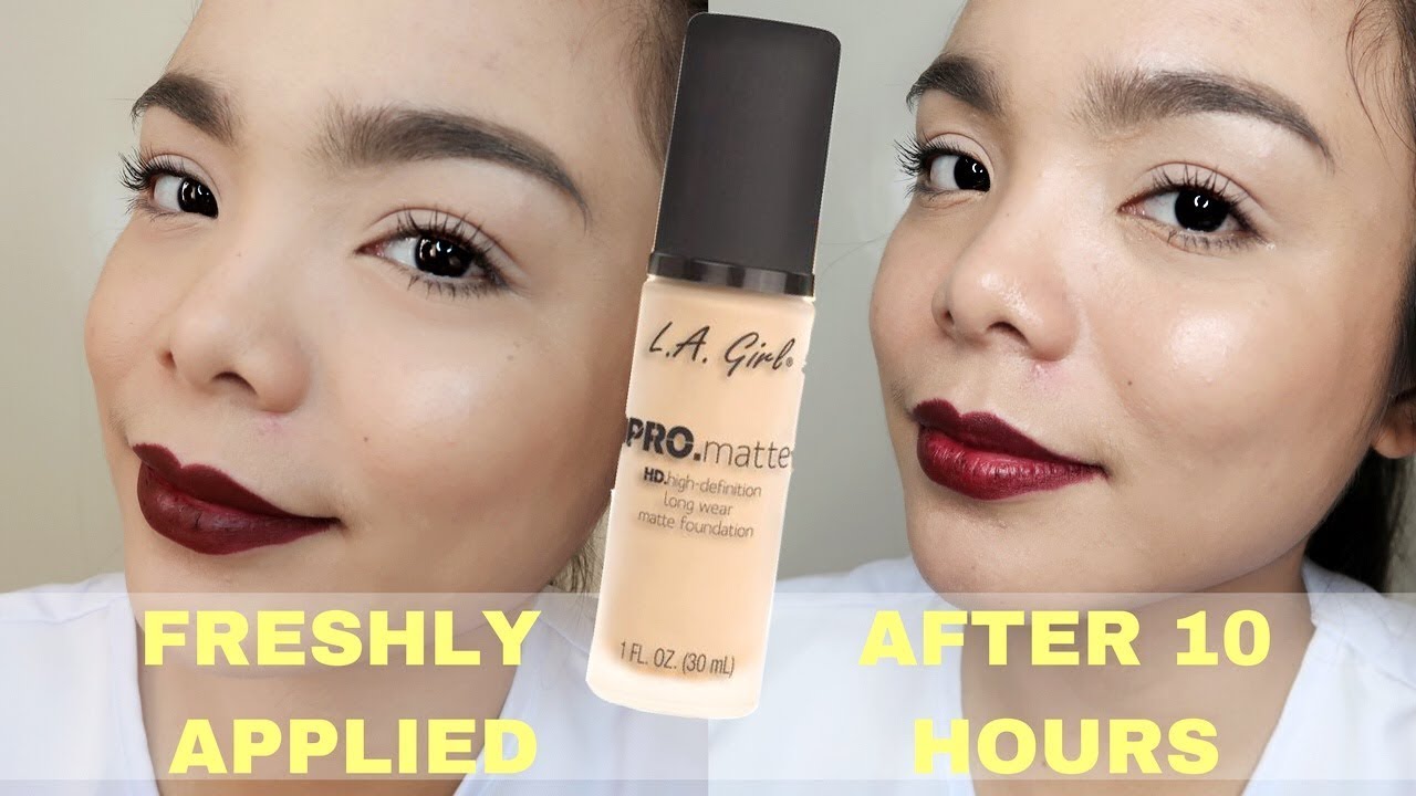 NEW L.A GIRL PRO MATTE FOUNDATION 10HOURS WEAR TEST AND REVIEW - YouTube