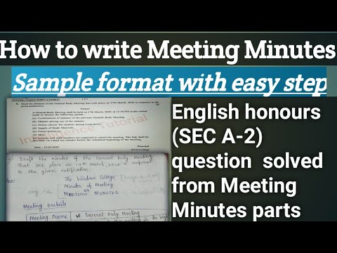 how to write Meeting Minutes... Sec A2 paper ( English honours)solved ...
