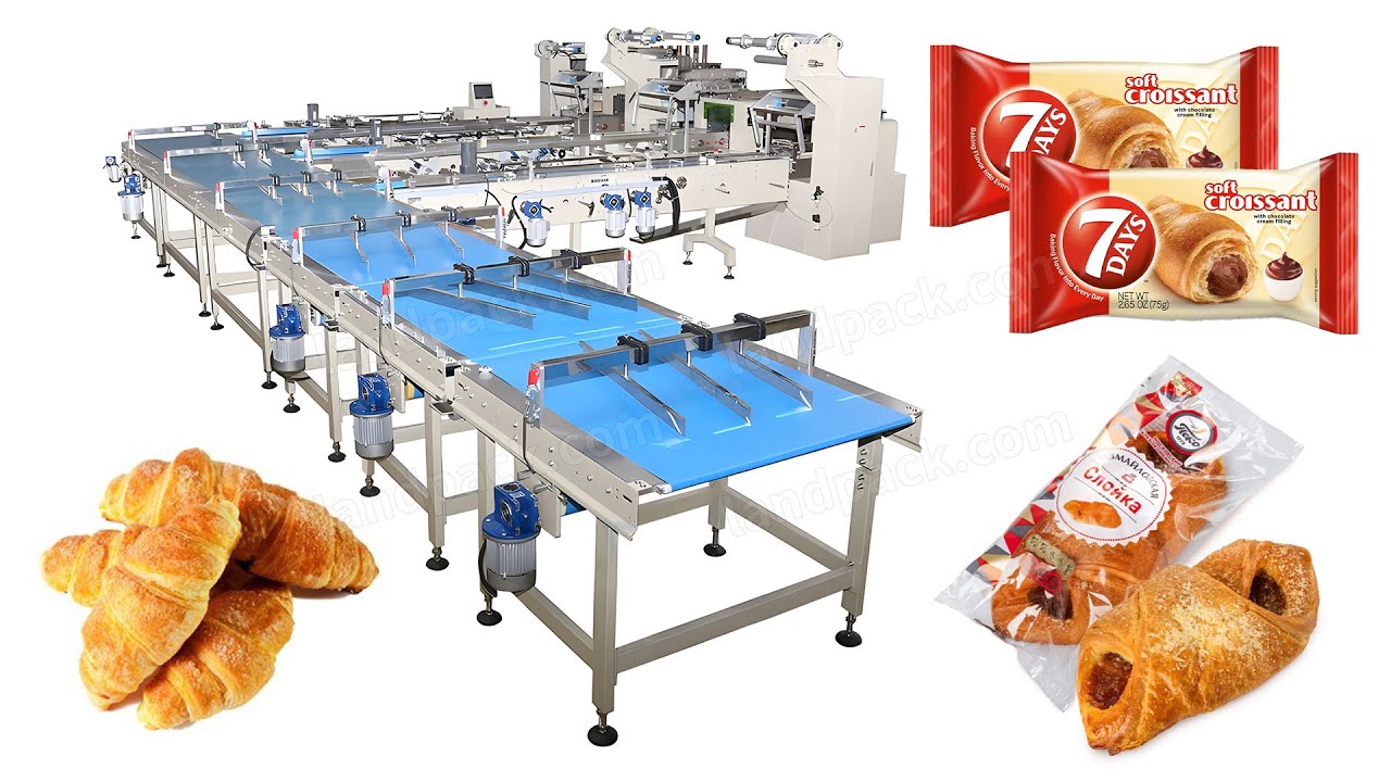 Automatic Bread Ciabatta Feeding Flow Wrapping Packing Machine Line - YouTube
