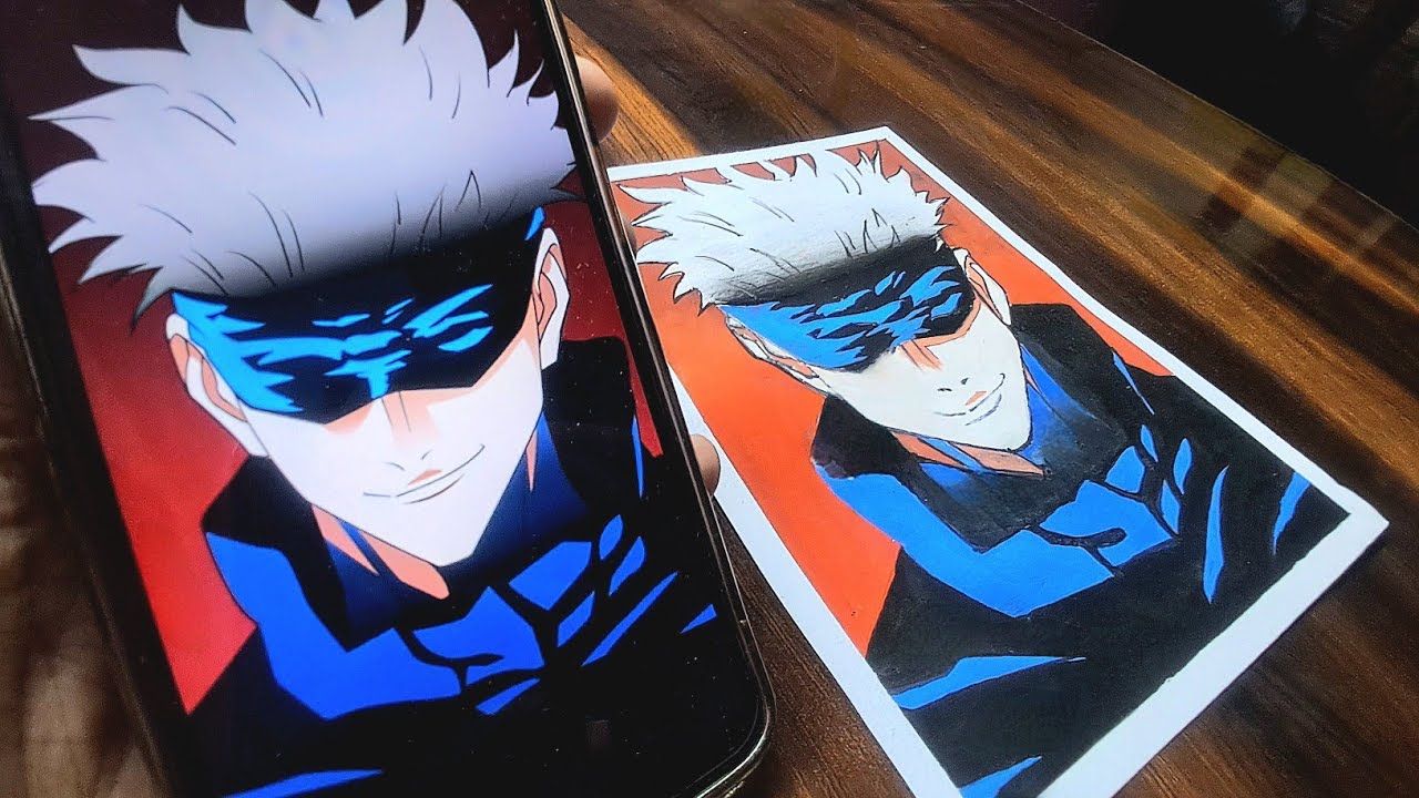 Satoru gojo drawing l Step by step l with Watercolour l Part-2 - YouTube