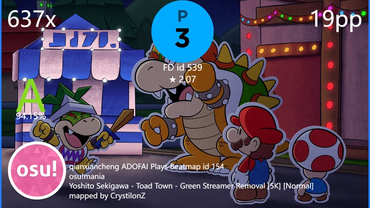 osu!mania - Toad Town - Green Streamer Removal [5K] [Normal] - 94.15% A ...