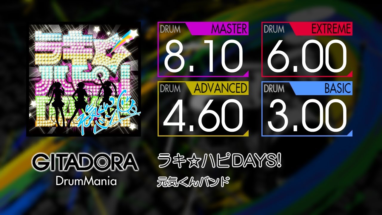 【GITADORA】 ラキ☆ハピDAYS! (MASTER ~ BASIC) Drum - YouTube