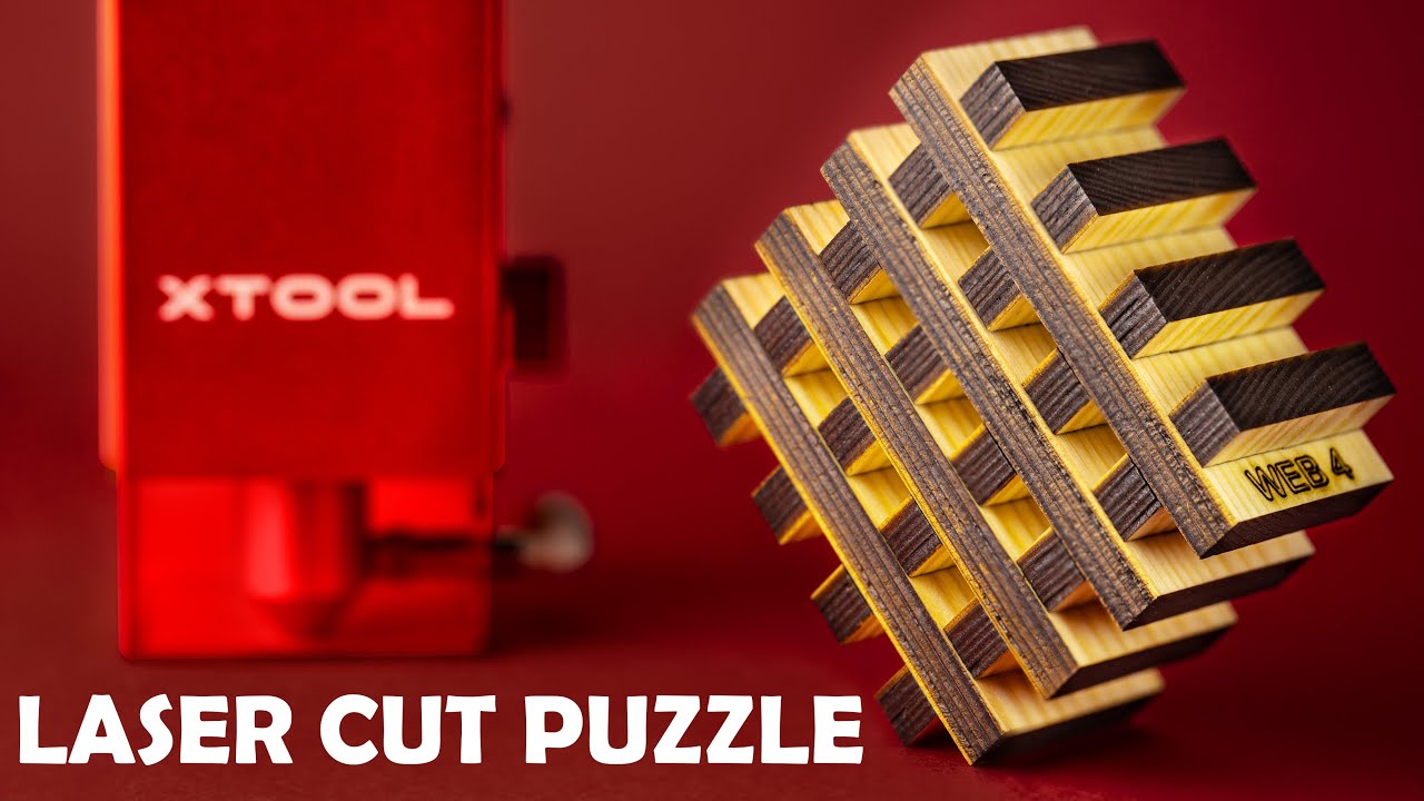 WEB 4 puzzle cut on xTool D1 PRO 20W - YouTube
