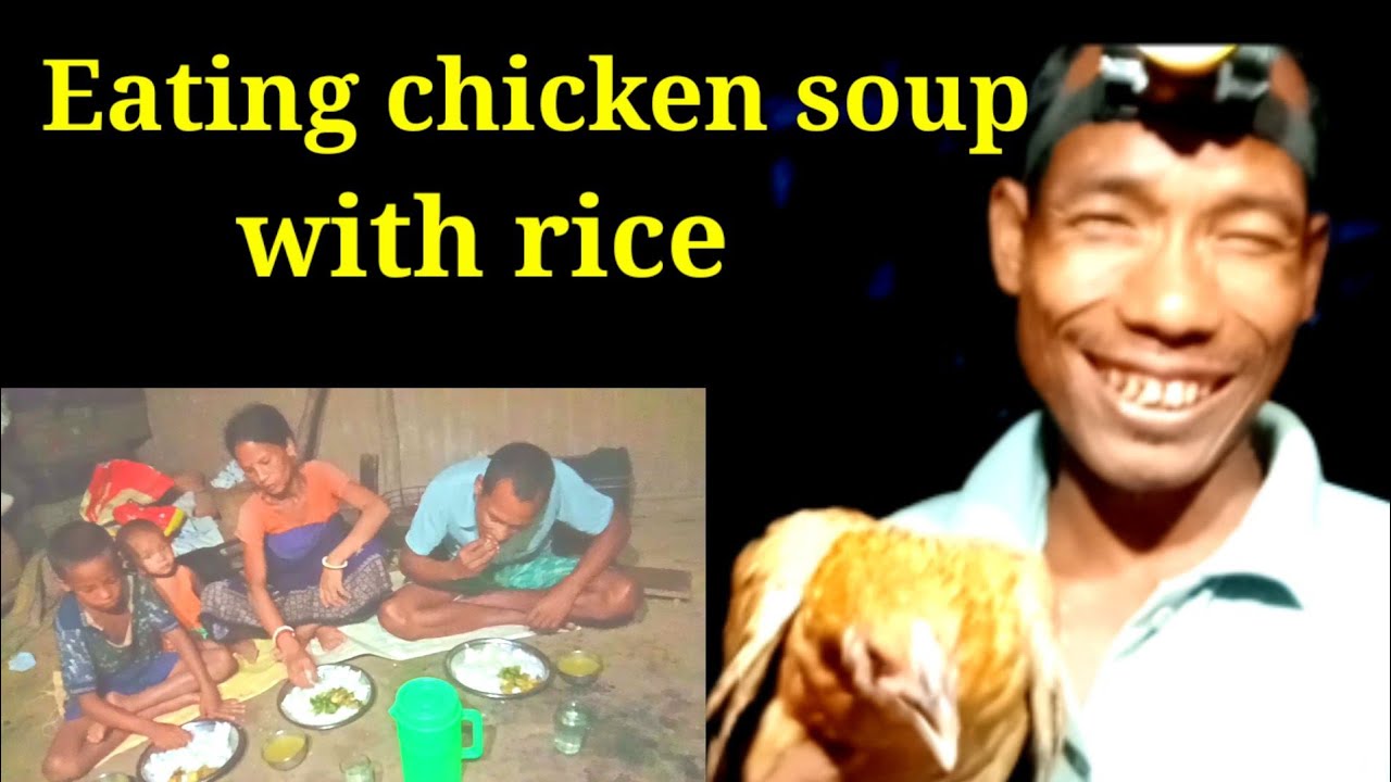 Eating chicken soup with rice || cooking chicken soup . - YouTube