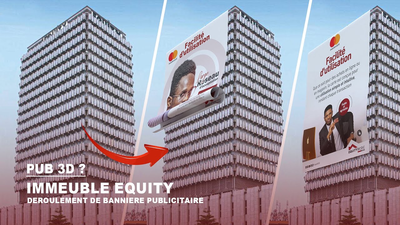une bannière de publicité CGI et VFX dans Blender Tutoriel Blender VFX IMMEUBLE EQUITY BANQUE ...