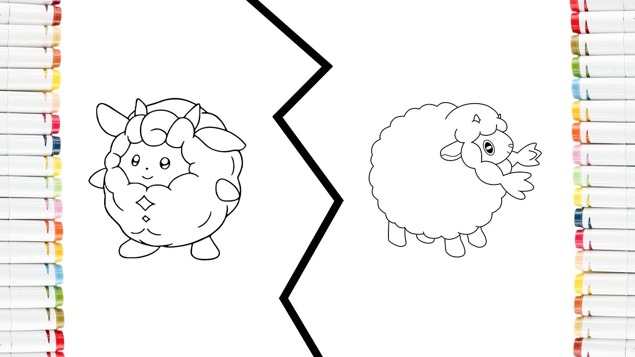 Palworld VS Pokémon coloring page Wooloo VS Lamball | Ohuhu Markers ...