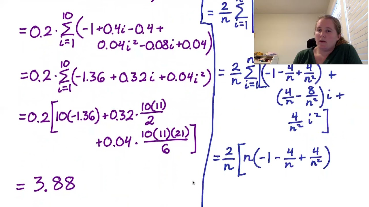 Section 5.3, part 5: A Riemann Sum Example (Left Hand Rule, part 2 ...