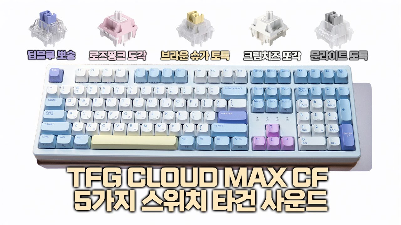 한성키보드 신제품 TFG Cloud MAX CF 판매되는 스위치 5가지 전부 쳐봤습니다 3가지 마이크 타이핑 사운드. - YouTube