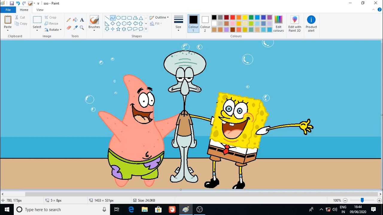 How to draw SpongeBob | #mspaint | #sunilarts - YouTube