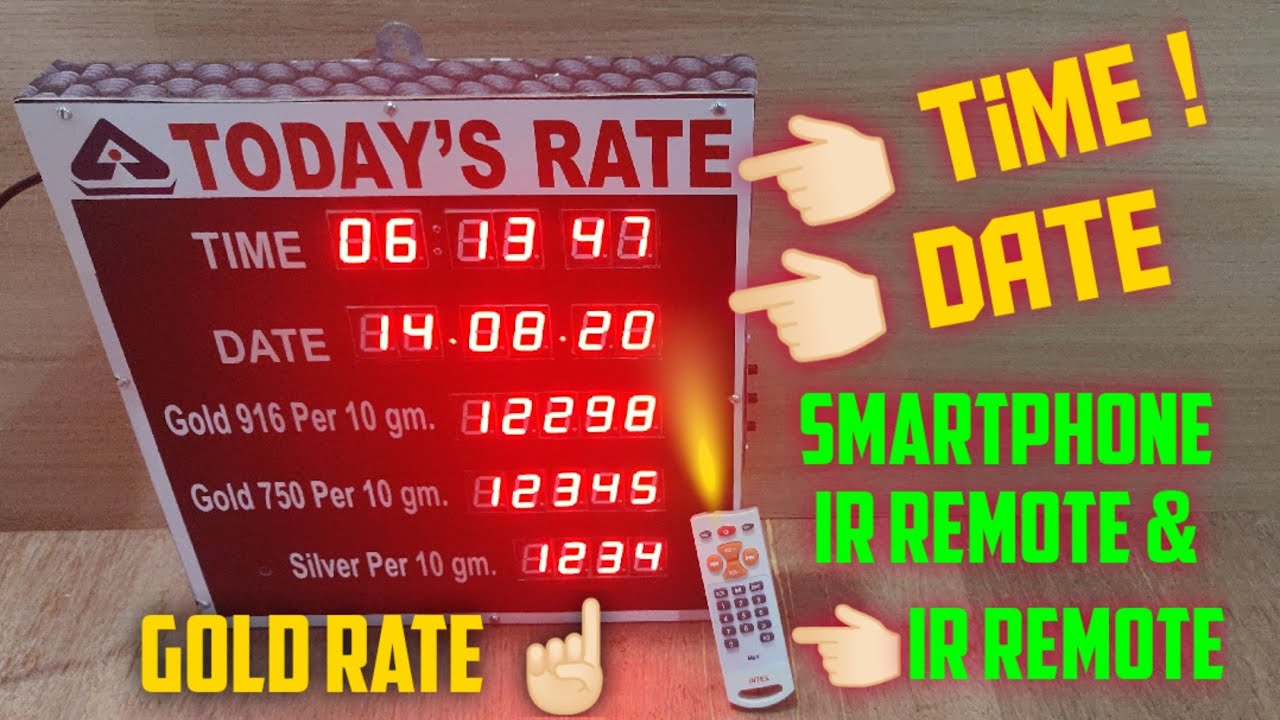 Gold Rate board V3 with Date and Time Clock ⌚ - YouTube