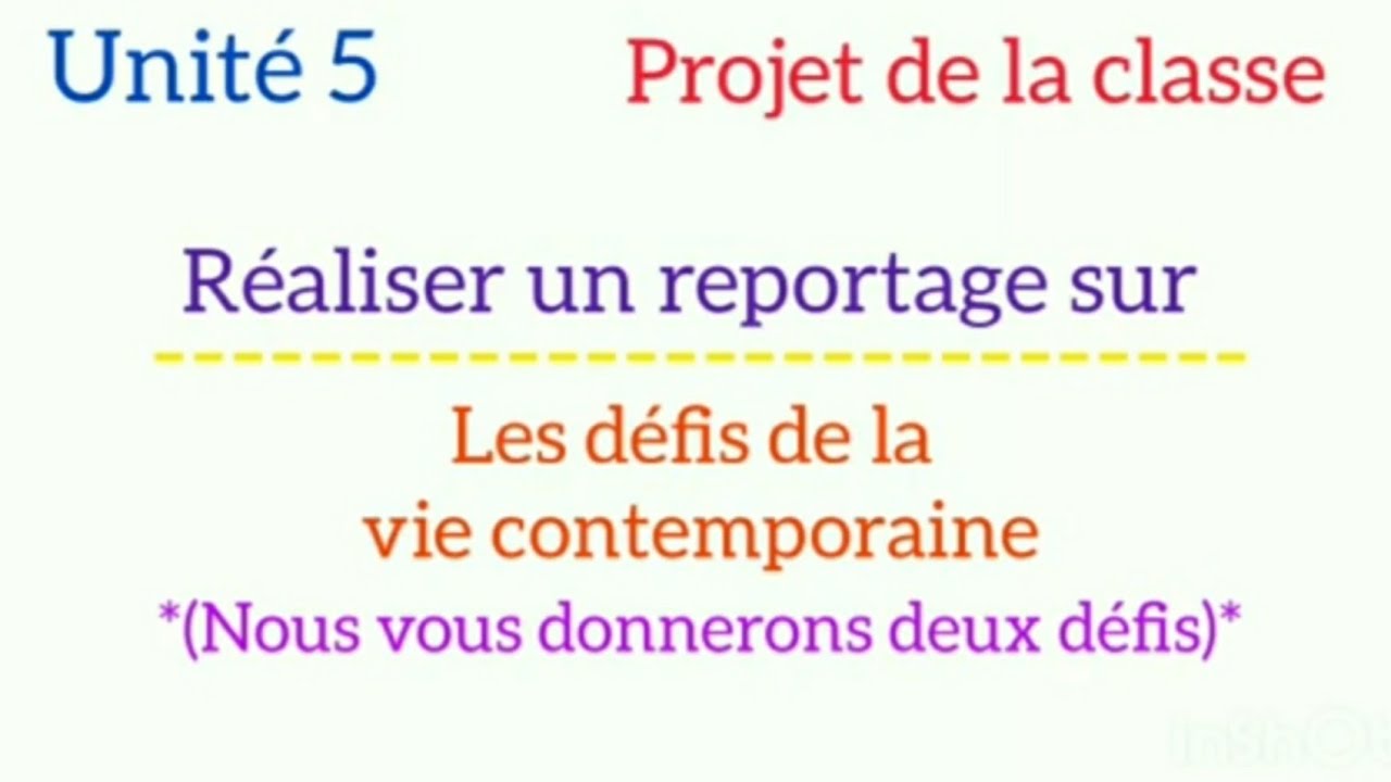 projet de classe sur les défis de la vie contemporaine/Niveau 6ème 🥰😍 ...