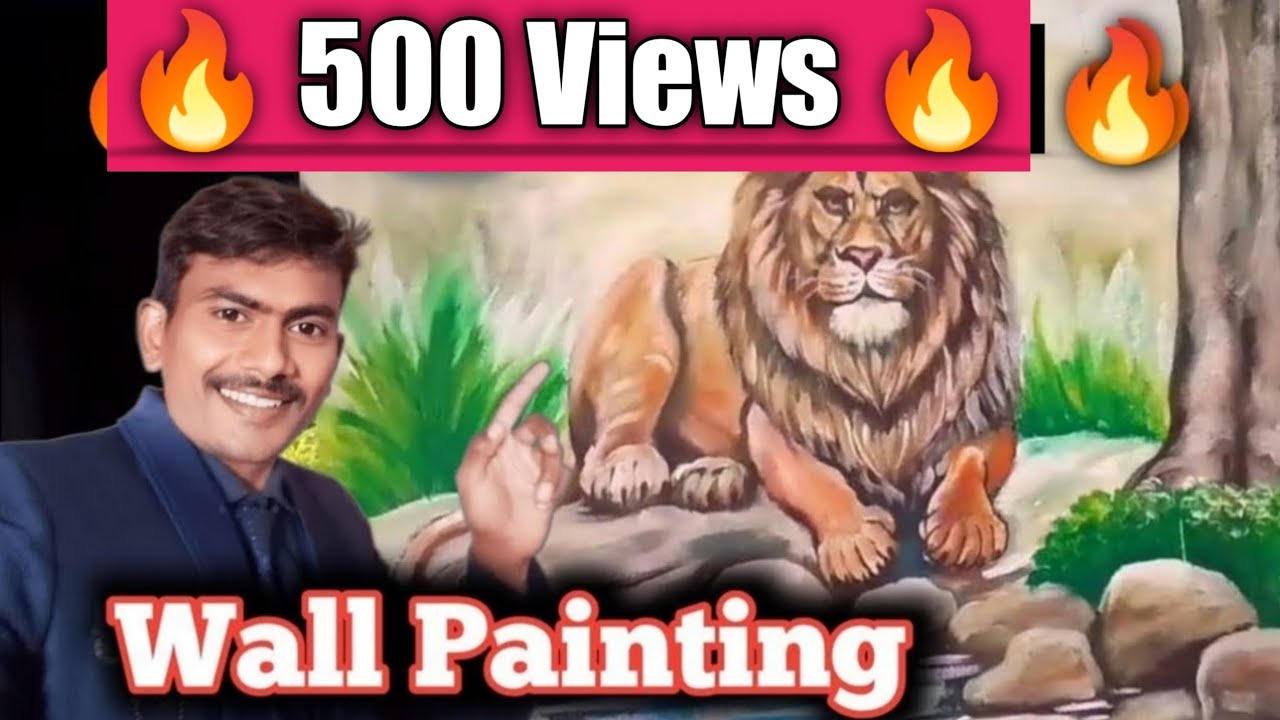 😳Wall Painting Lion | how to draw nature | wall painting #painting ...
